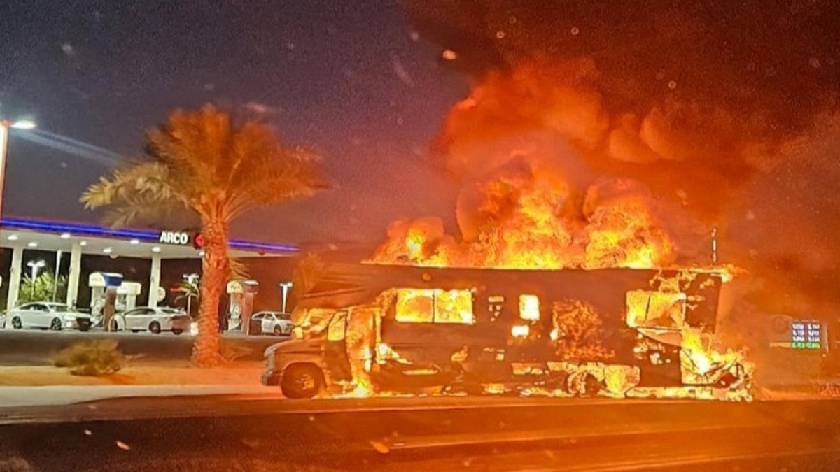 RV engulfed in flames after crash near Indio–Coachella Border - KESQ